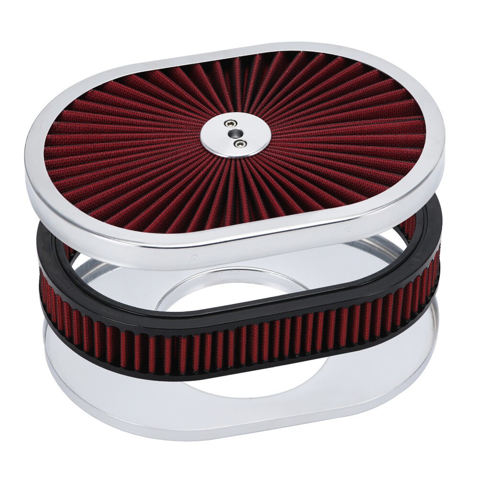 12" x 2” Oval Super flow Thru Air Cleaner Filter Washable SBC BBC For ...