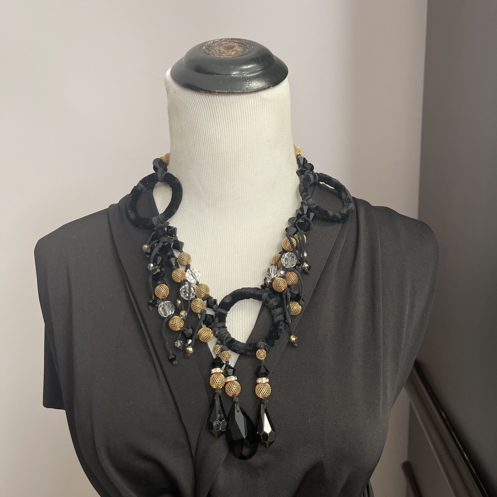 Rare Statement Runway Eric Beamon Black Velvet Crysta… - Gem