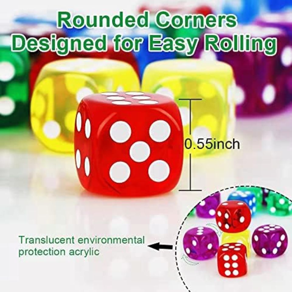 Share 100Pieces Colored Dice Set Standard Bulk Colors Dices Classroom ...