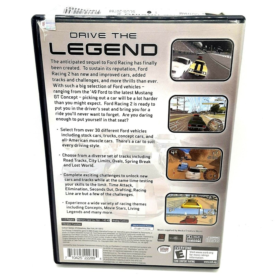 PS2 Ford Racing 2 PlayStation 2 Game Case Manual and Artwork 2003 Video ...