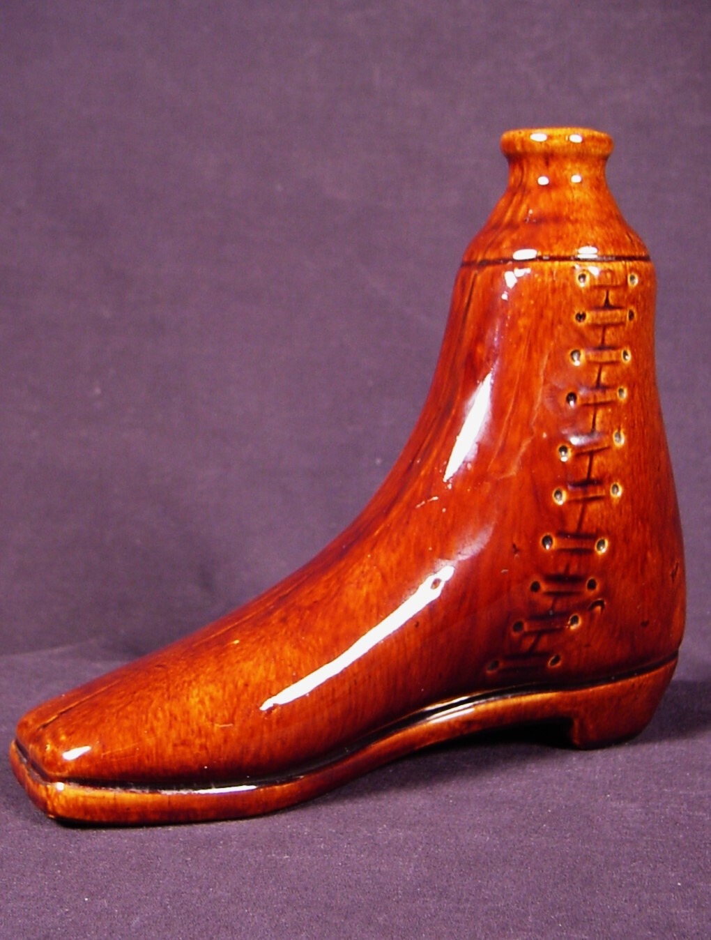VERY RARE ANTIQUE AMERICAN 1850s LADY’S SHOE FLASK ROCKINGHAM YELLOW ...