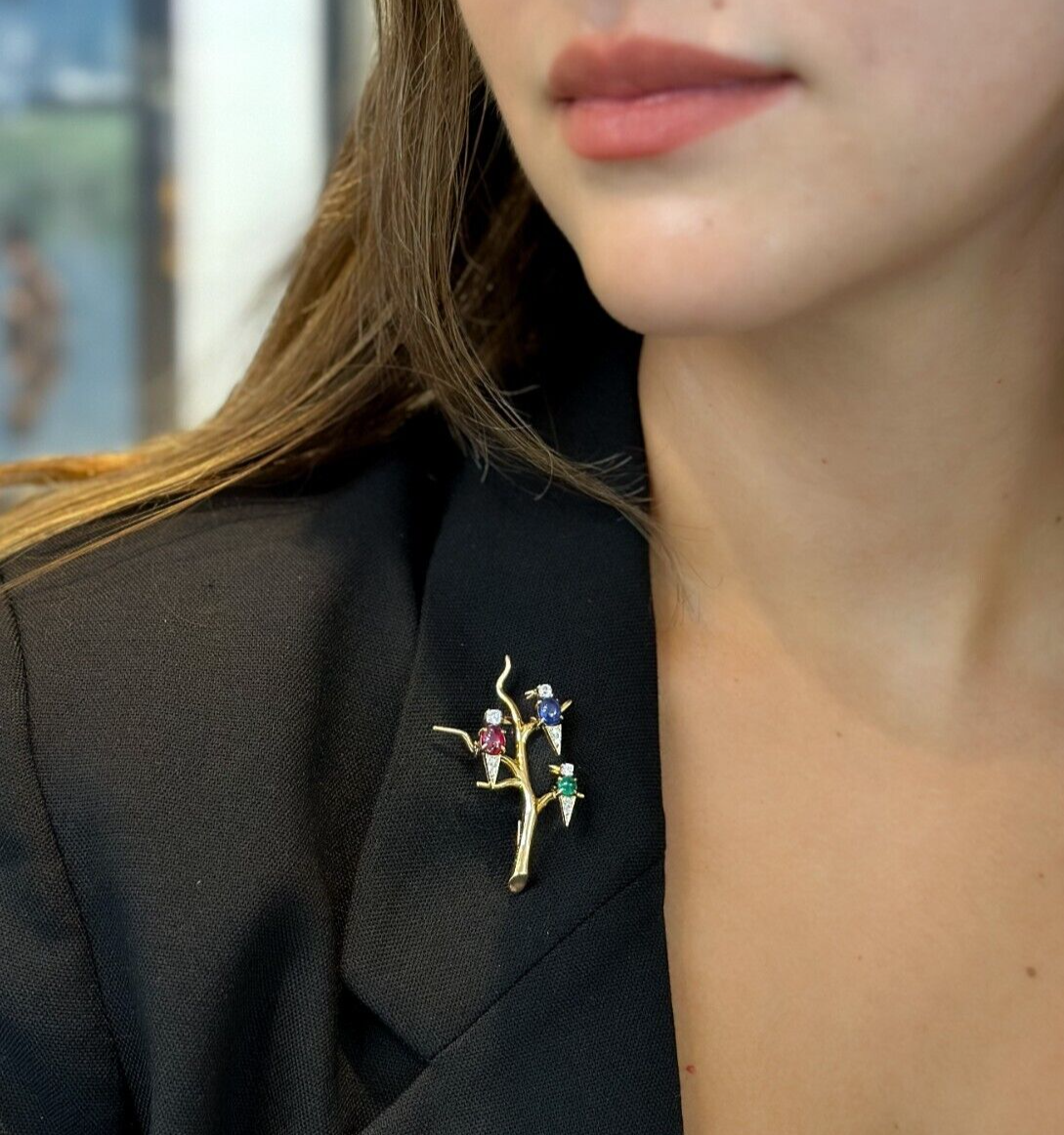 Van Cleef & Arpels VCA 18k Gold Ruby Sapphire Emerald Bird Brooch Pin 2 ...