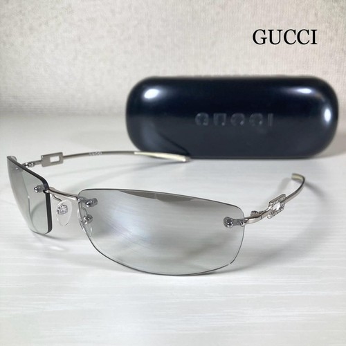 GUCCI Rimless Sunglasses with Rhinestone G Logo and Case | eBay