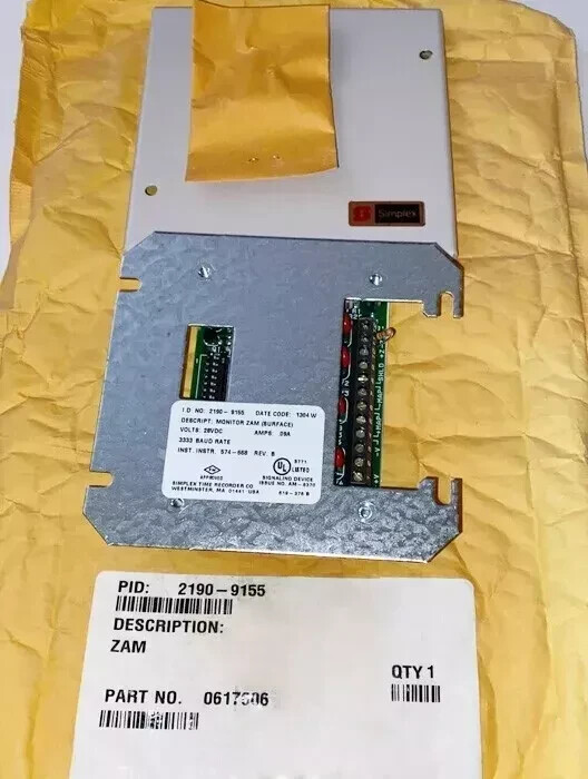 New Simplex 2190-9155 ZAM/SUR Addressable Monitor Module P/N 0617606 ...