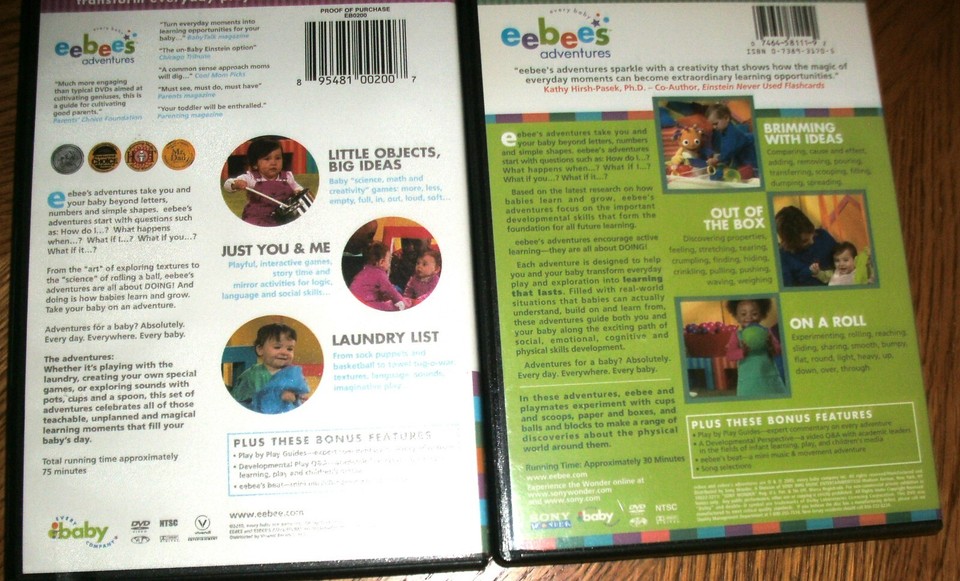 2 Eebee's Adventures DVDs: All in a Day's Play + Every Baby Learns By ...