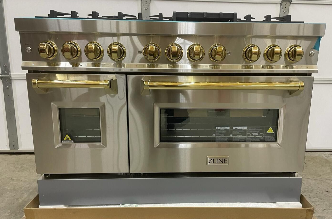 Zline Dual Fuel Range Double Oven RA48 Stainless & Polished Gold New ...