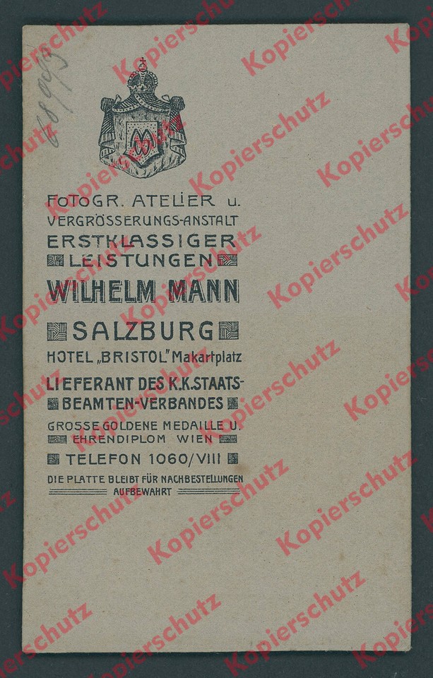 orig. Foto Wilhelm Mann Salzburg Porträt Uniform Ehrenmedaille IR 59 ...