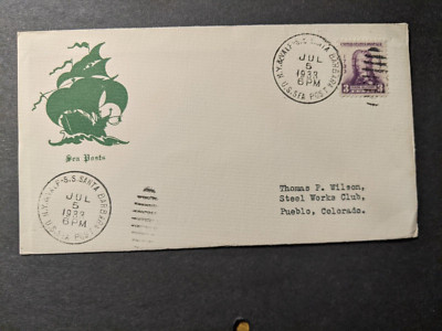 SS SANTA BARBARA Naval Cover 1933 Cachet NY & VALP US SEA POST | eBay