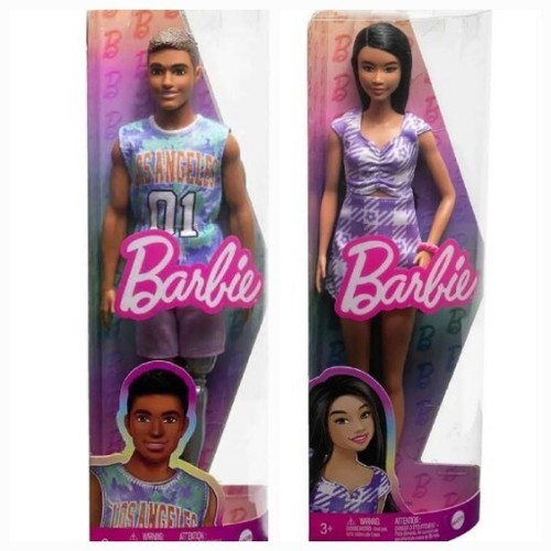 Barbie Ken Fashionistas Prosthetic Leg, Tall 212 & 199 long Black Hair ...