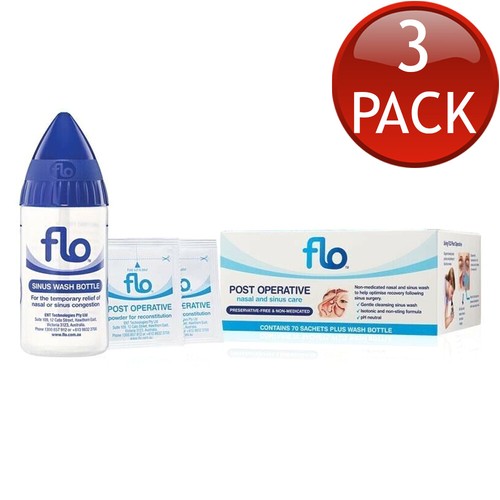 3 x Flo Post Operative Nasal & Sinus Kit Non-Medicated Cleansing Wash ...