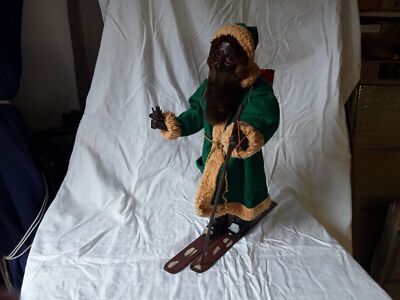 Antique 1900 German Santa Claus Black Belsnickle Figure with skis great ...
