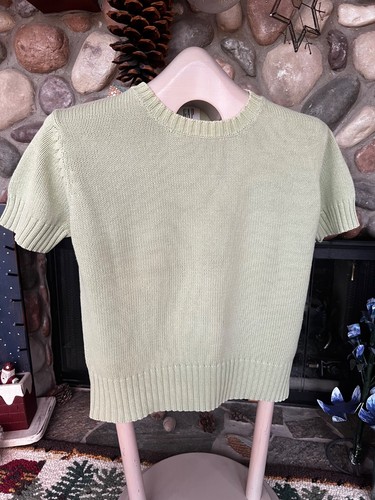 GAP Apple Green Ladies Short Sleeve Crewneck Preppy Sweater 100% Cotton ...