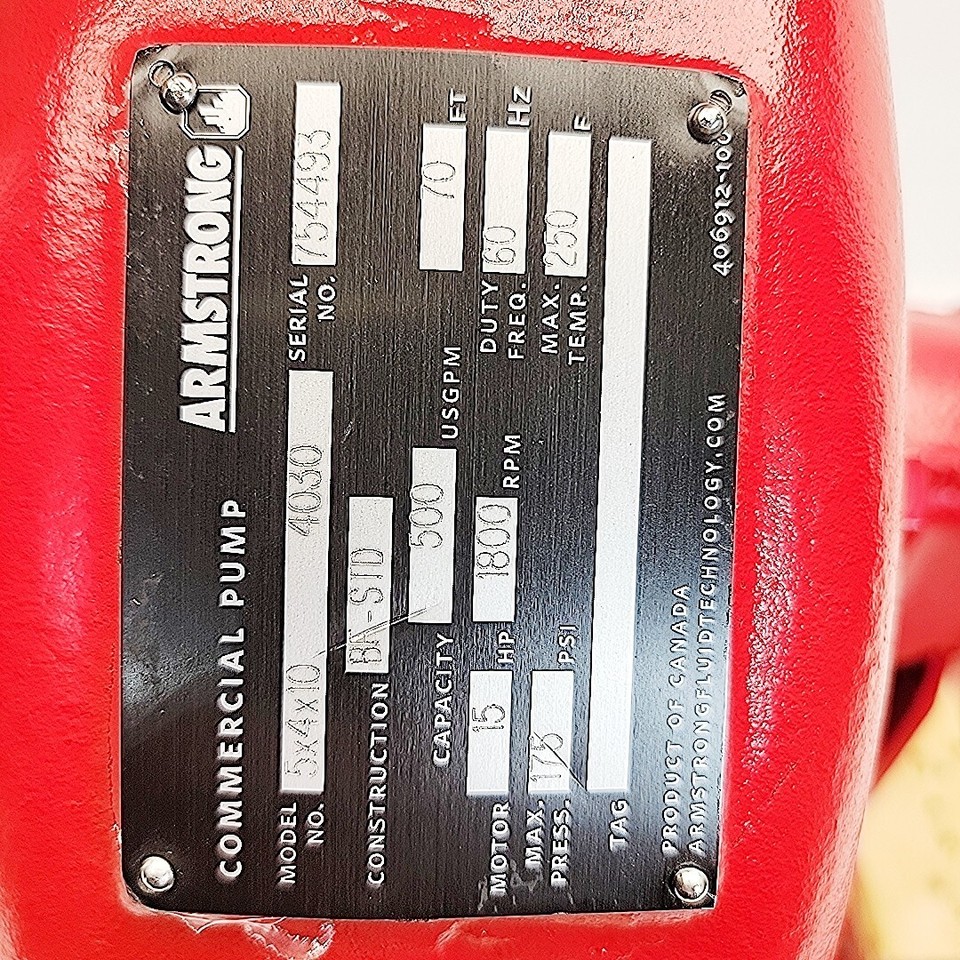 Armstrong 5x4-10 4030 Centrifugal Pump 500 GPM | eBay