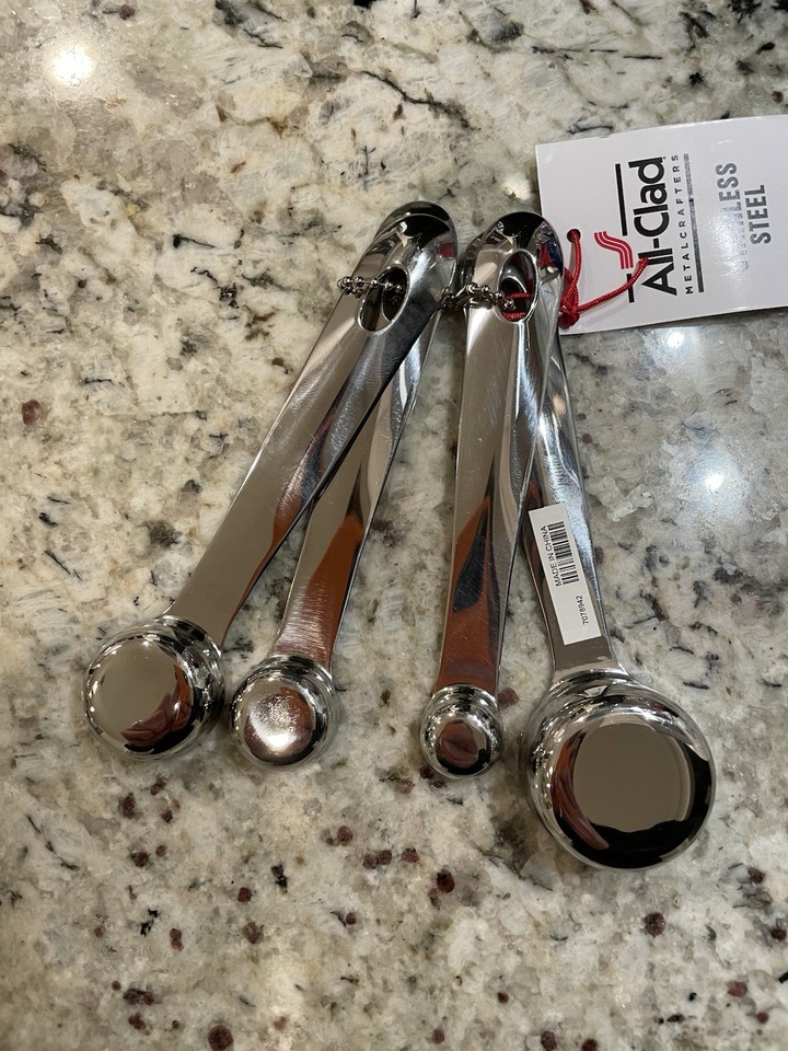 New! All-Clad Polished Stainless Steel Measuring Spoons | eBay