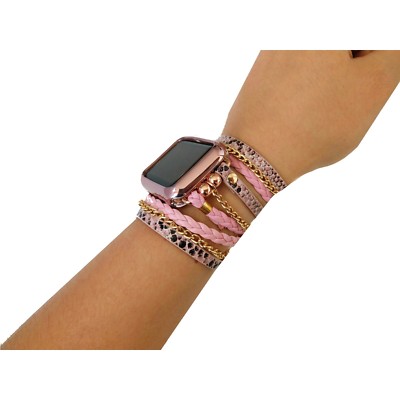 Unisex Apple Watch Band Pink Snake Print Strap for 38 40 42 44 45 ...