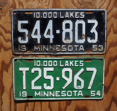 1953 & 1954 MINNESOTA License Plate Plates - LOT OF 2 | eBay