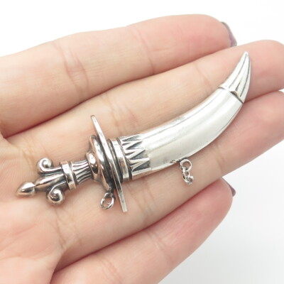 925 Sterling Silver Antique Art Deco Dagger / Knife Pin Brooch ...