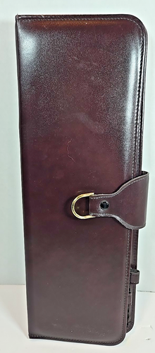 Vintage Brown Faux Leather Zip Travel Tie Storage Case Hanging Necktie ...