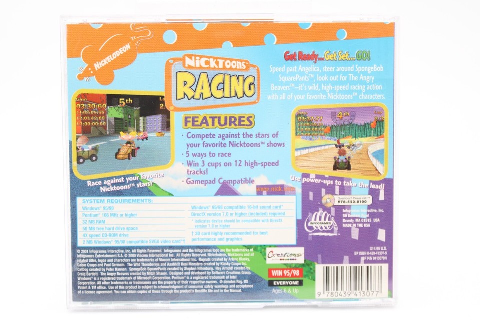 Nickelodeon Nick Toons Racing PC CD Complete CIB Tested Resurfaced Mint ...