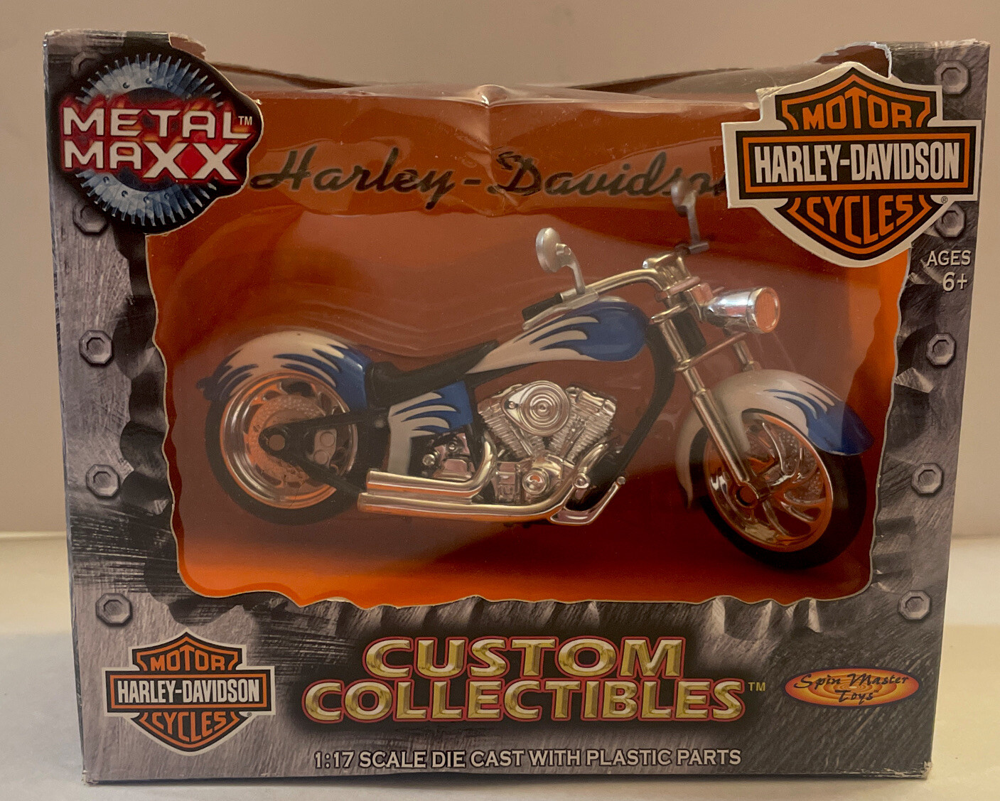 Vintage Metal Maxx - Harley Davidson FLSTF Fat Boy Blue White 1:17 Die ...