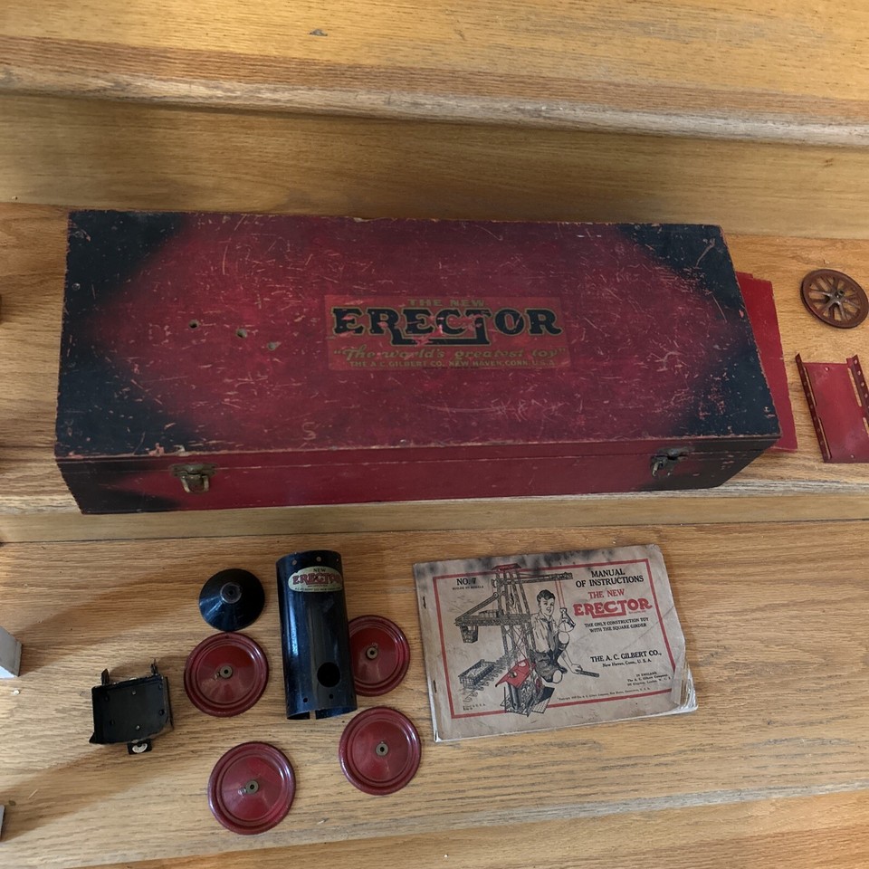 Vintage Erector Set No 7 A.C. Gilbert + Box and Instructions Steam ...