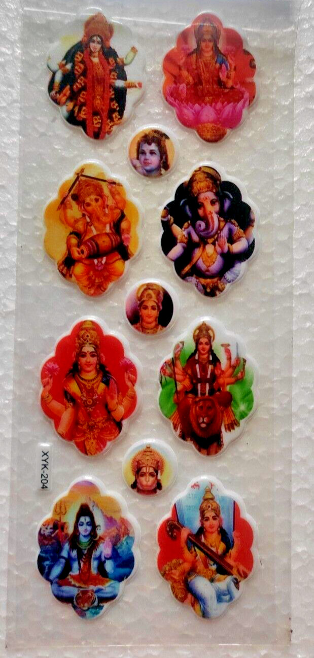 Hindu God Small Stickers Set - 8 Different God Images | eBay