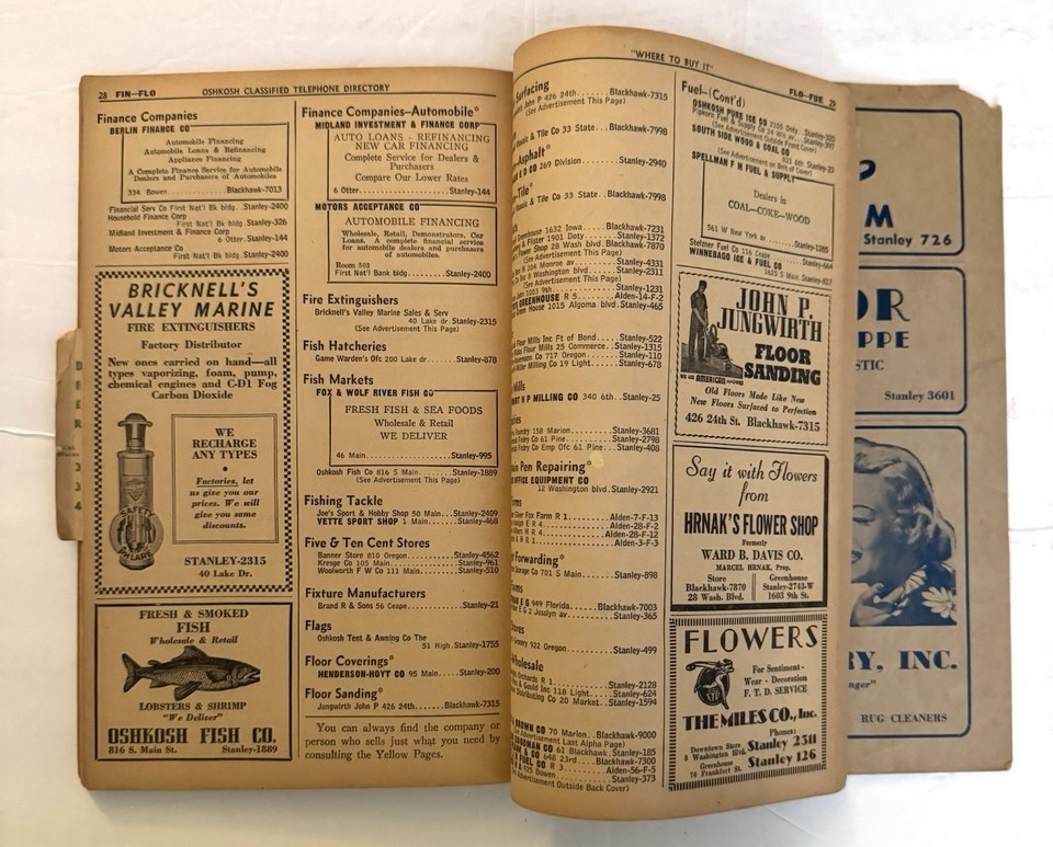 Vintage 1944 Oshkosh Wisconsin Telephone Directory December 1944 | eBay