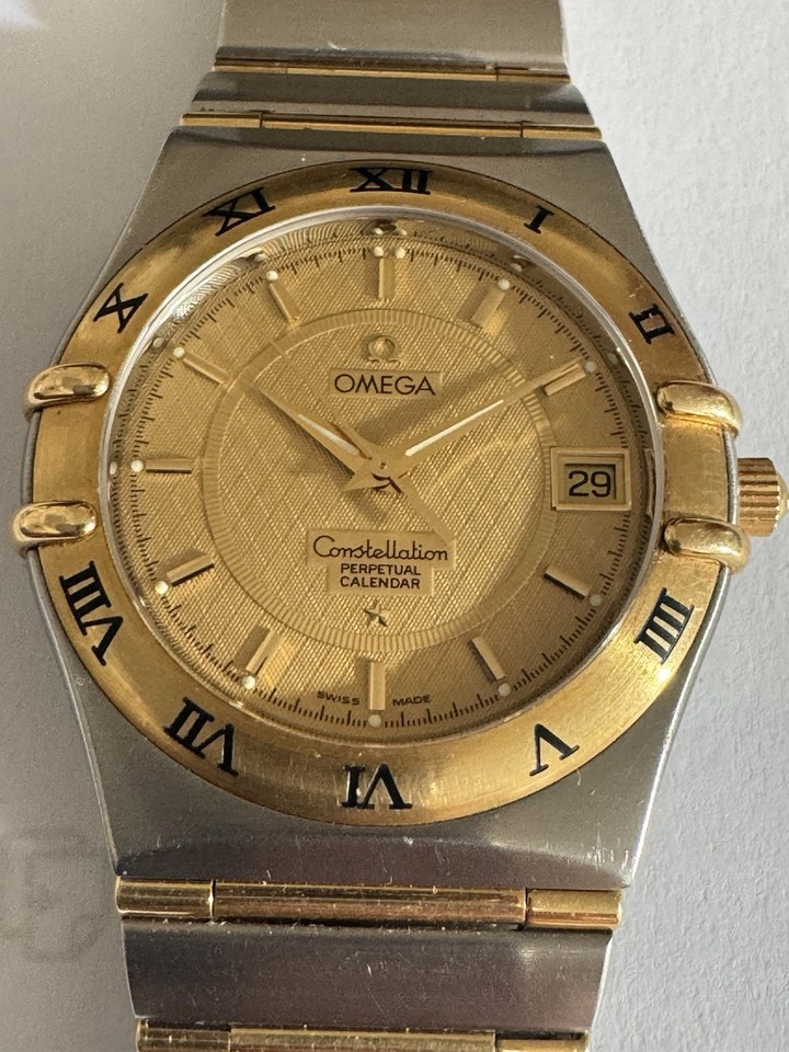 Omega Constellation Double Eagle Perpetual Calendar Champaign Dial W ...