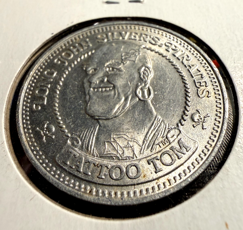 LONG JOHN SILVER'S PIRATES Doubloon / Tattoo Tom MARDI GRAS Token Medal ...