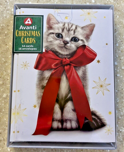 Avanti Christmas Cards - Cat with Red Bow NEW | eBay