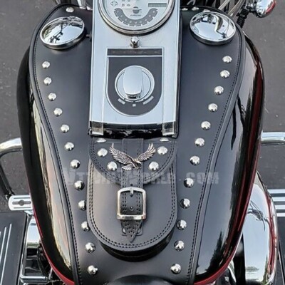 R LEATHER TANK PAD PANEL BIB FOR HARLEY DAVIDSON SOFTAIL HERITAGE ...
