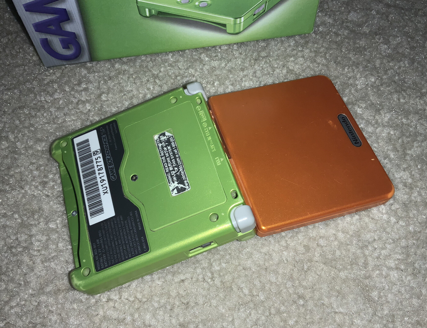Nintendo Gameboy Advance SP Shrek Lime Green & Orange IN BOX + 6 Games ...