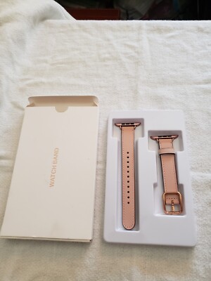 For iWatch Band Pink Sand/Rose Gold Slim Natural Leather Strap 38mm ...