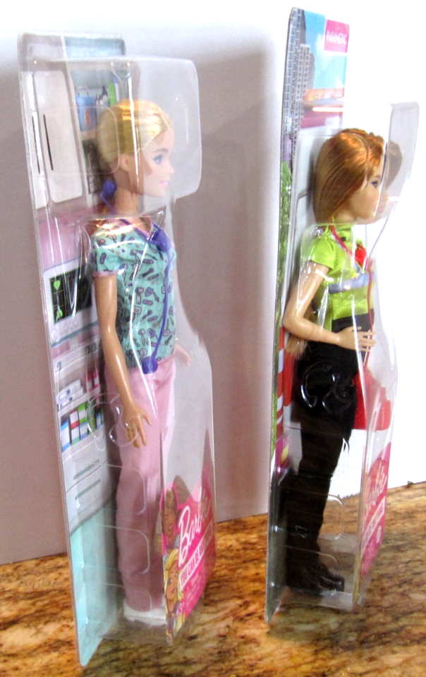Barbie Paramedic+Nurse Dolls/Medical Stethoscope/Petite Brunette+Blonde ...