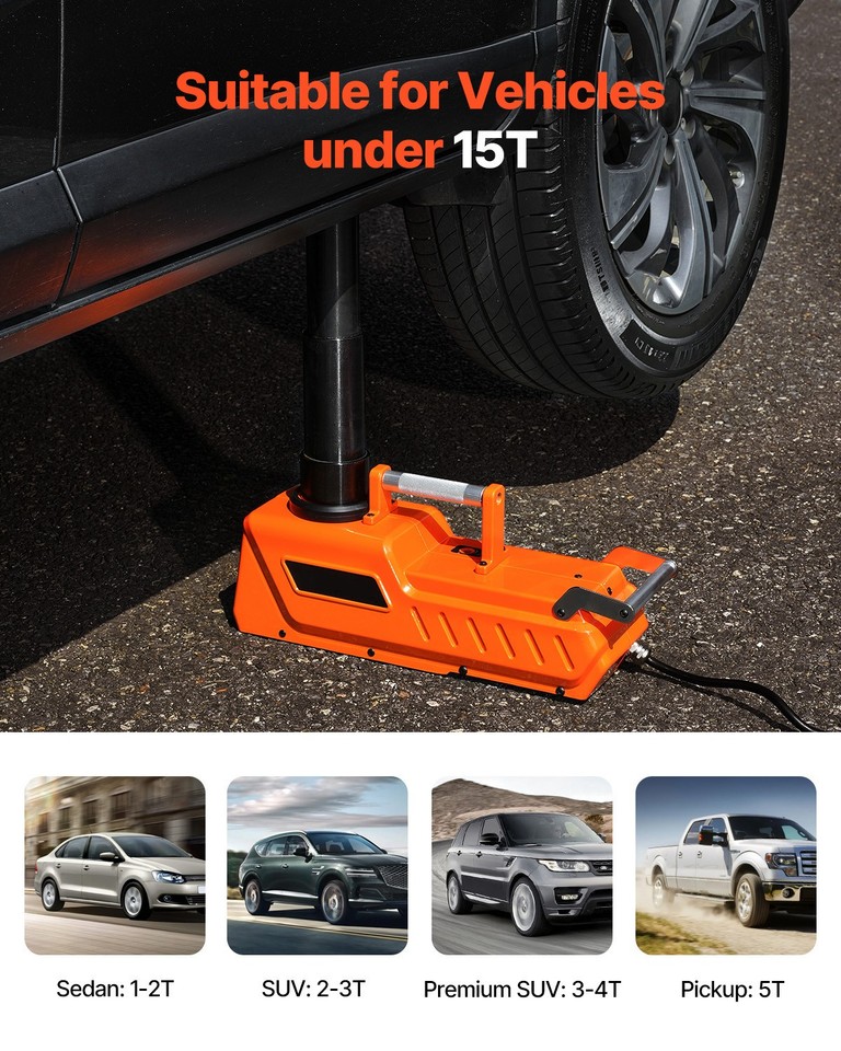 Electric Car Jack 15 Tons / 33000 lbs Portable Jack kit with LED Light ...