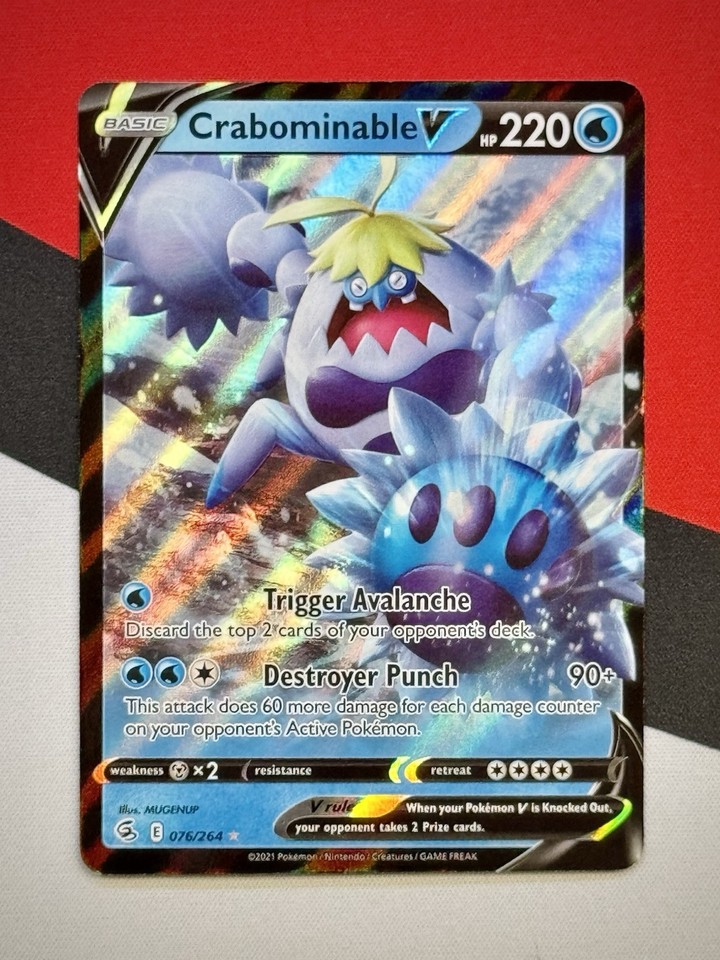 Crabominable V 076/264 NM/M Full Art Fusion Strike Pokemon PACK FRESH ...