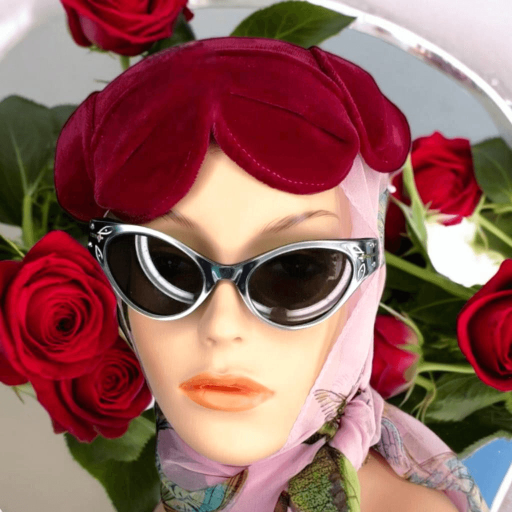 Rose Pink Velvet 1950s Fascinator Pasadena Chapeau Ju… - Gem