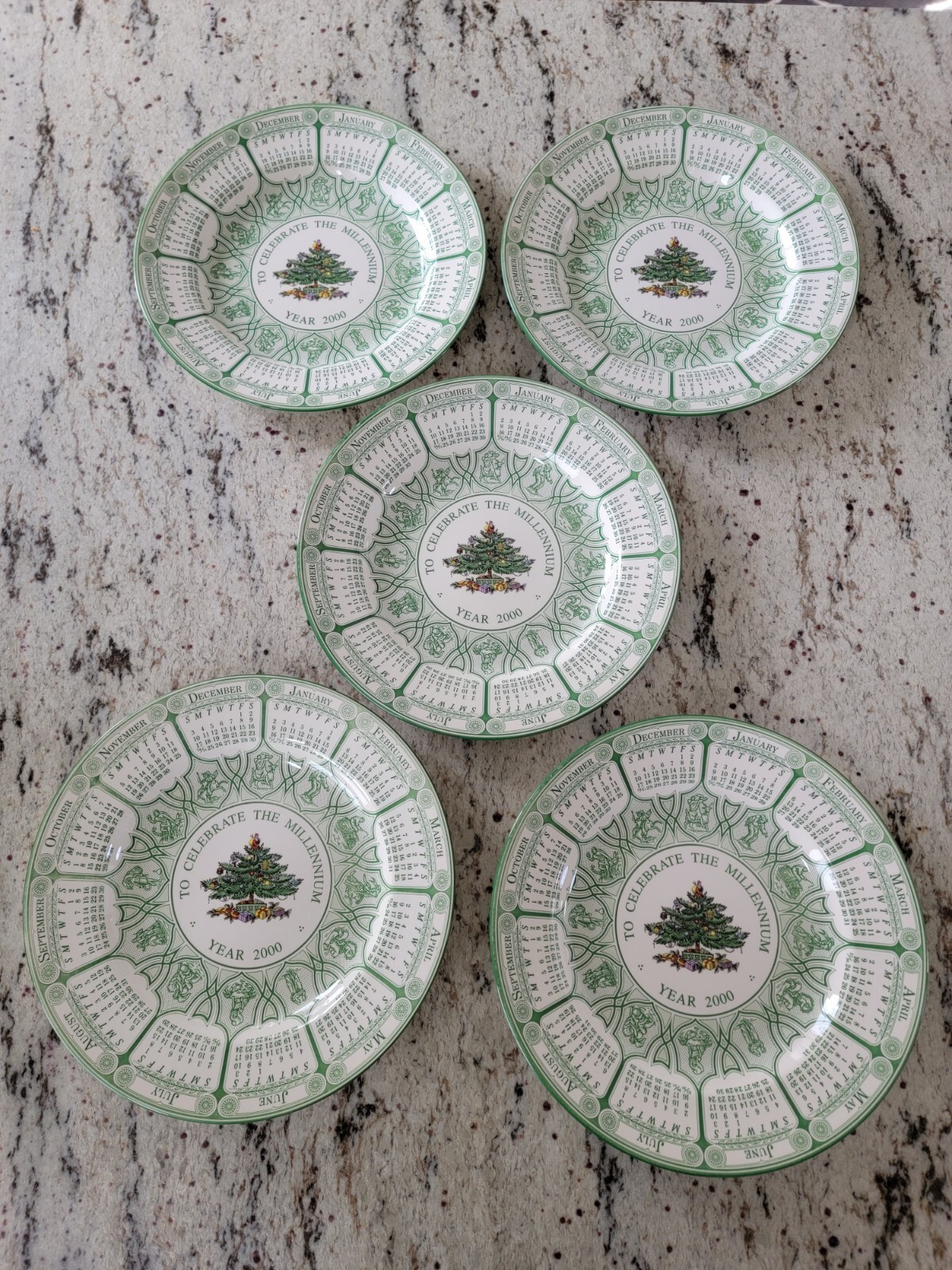 SET OF 5 SPODE CHRISTMAS TREE COLLECTOR PLATE- IN CELEBRATION OF THE ...