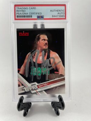 RHYNO Signed 2017 Topps WWE Then Now Forever Trading Card PSA DNA ...