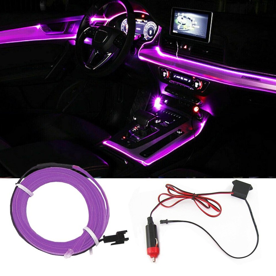 LED Car Interior Decor Atmosphere Wire Strip Light Lamp Accessories 12V ...