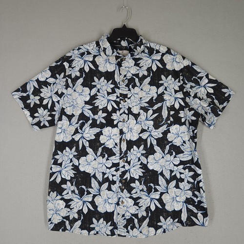 Oak Hill Shirt Mens Extra Large Black Floral Button Up Short Sleeve ...