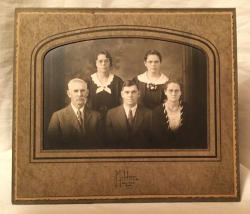 Vintage Matted Self Stand Photograph Family - Moldrem Elbow Lake MN ...