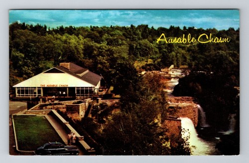 AuSable Chasm -New York, Rainbow Falls, Entrance Building Vintage ...