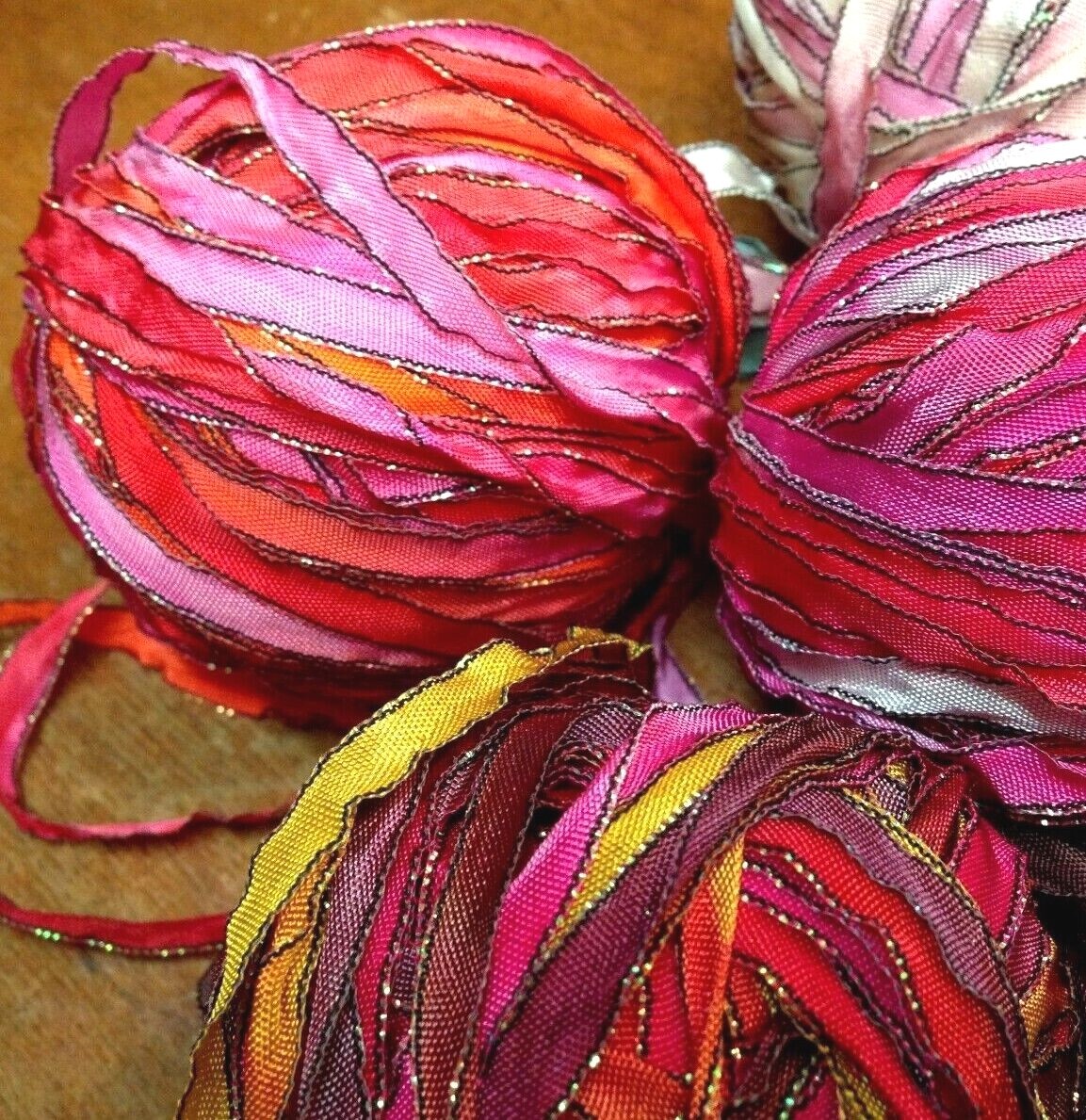 vintage curly ribbon hand dyed 1/4" rayon luminescent black Edge 3yds ...