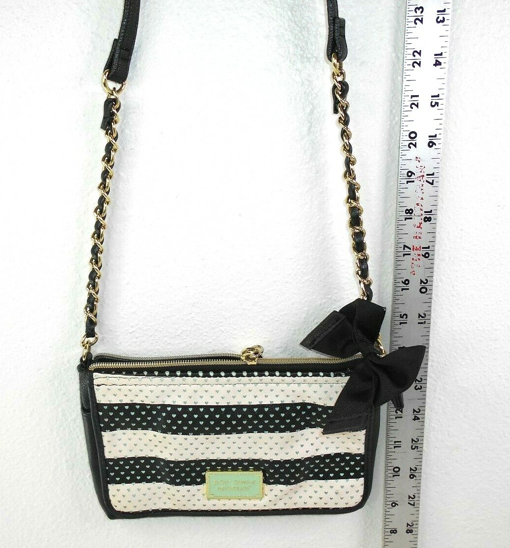 Betsy Johnson Crossbody Purse XOX Bag Mini Hearts w/ Rope Chain Strap ...