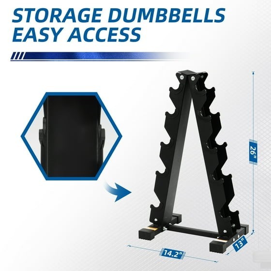 BalanceFrom 150LB Coated Hex Dumbbell Weight Set and A-Frame Storage ...