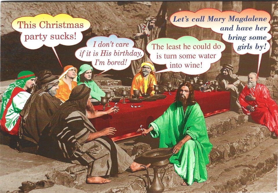 Open Christmas Greeting Card Merry Happy Funny Rude Jesus Humorous Joke ...