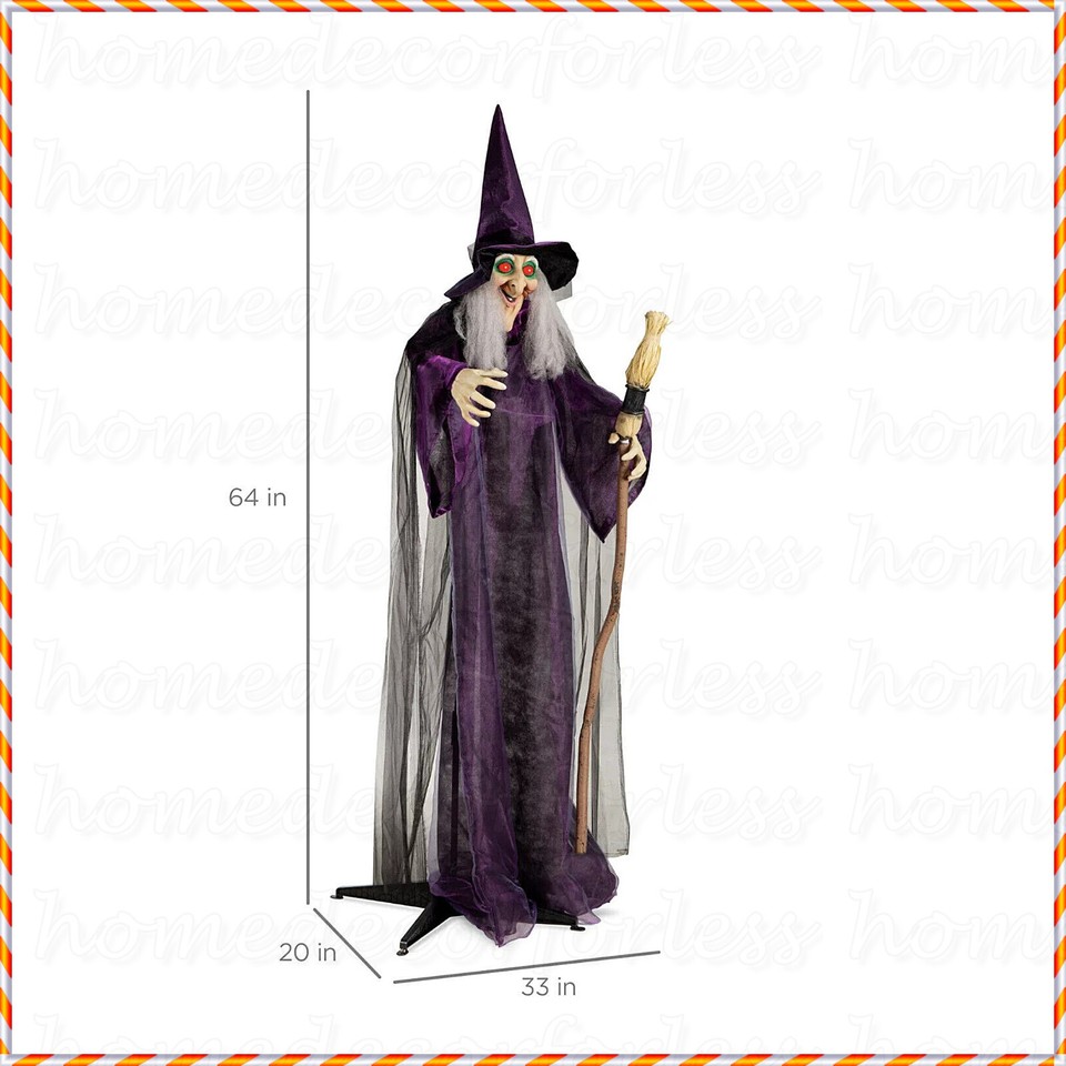 Motion Activated Scary Witch Glowing Eyes Animated Halloween Haunted ...