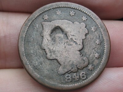1846 Braided Hair Large Cent Penny, Small Date, Good Details | eBay