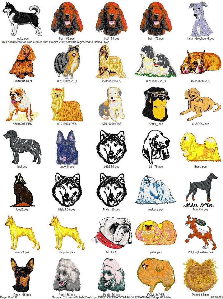 644 DOGS EMBROIDERY MACHINE DESIGNS COLLECTION PES USB DRIVE | eBay